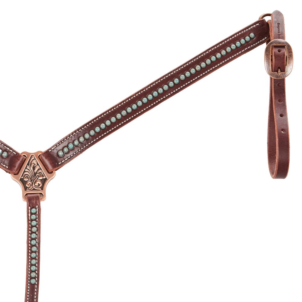 Cowperson Tack Patina Copper Spots Dark Leather Breast Collar