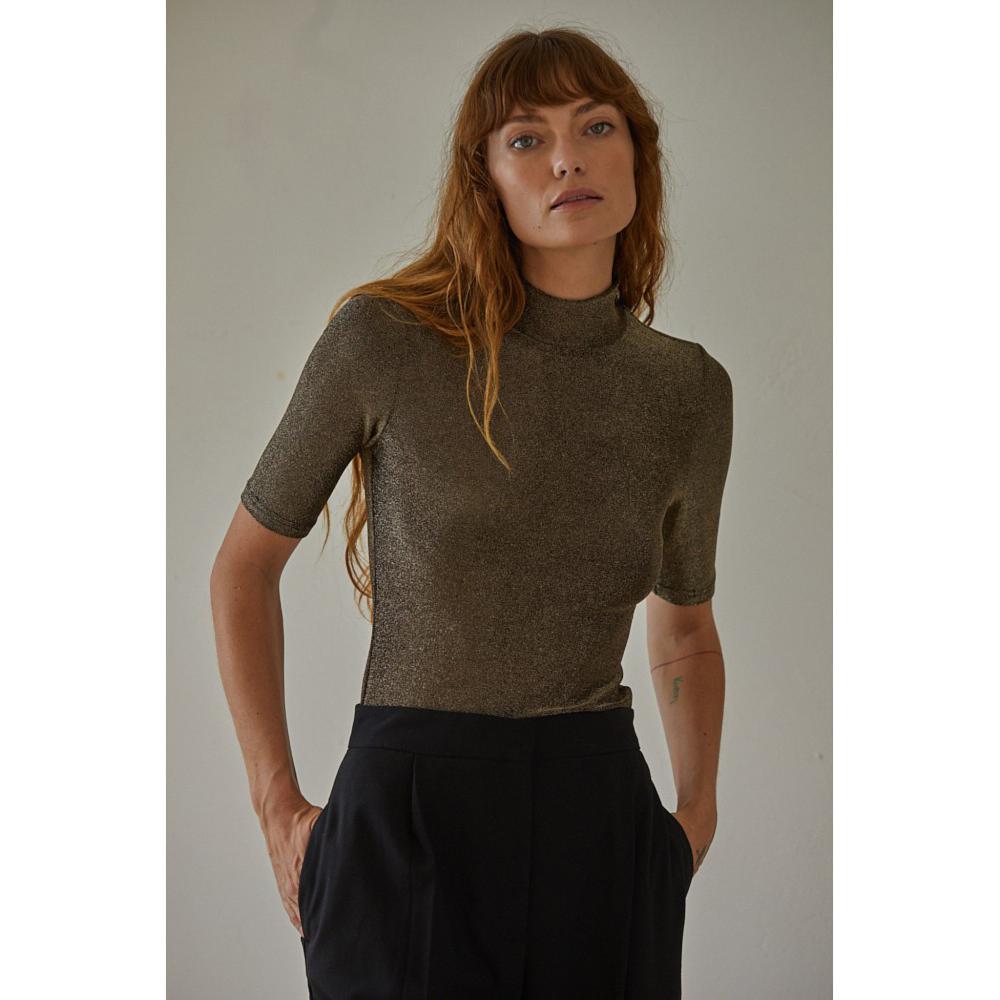 By Together Apparel Women's Gold and Black Metallic Top
