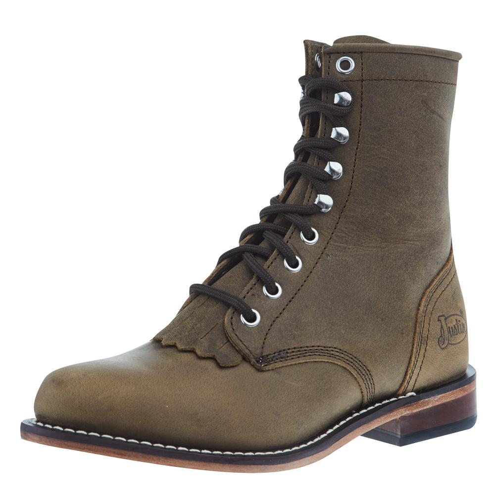 Justin Boot Company Women's Mckean Brown Lace-Up Roper