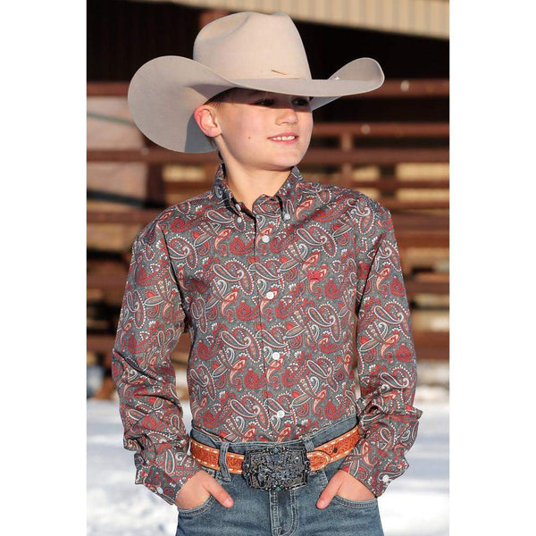 Cinch Boy's Paisley Print Button Down Shirt