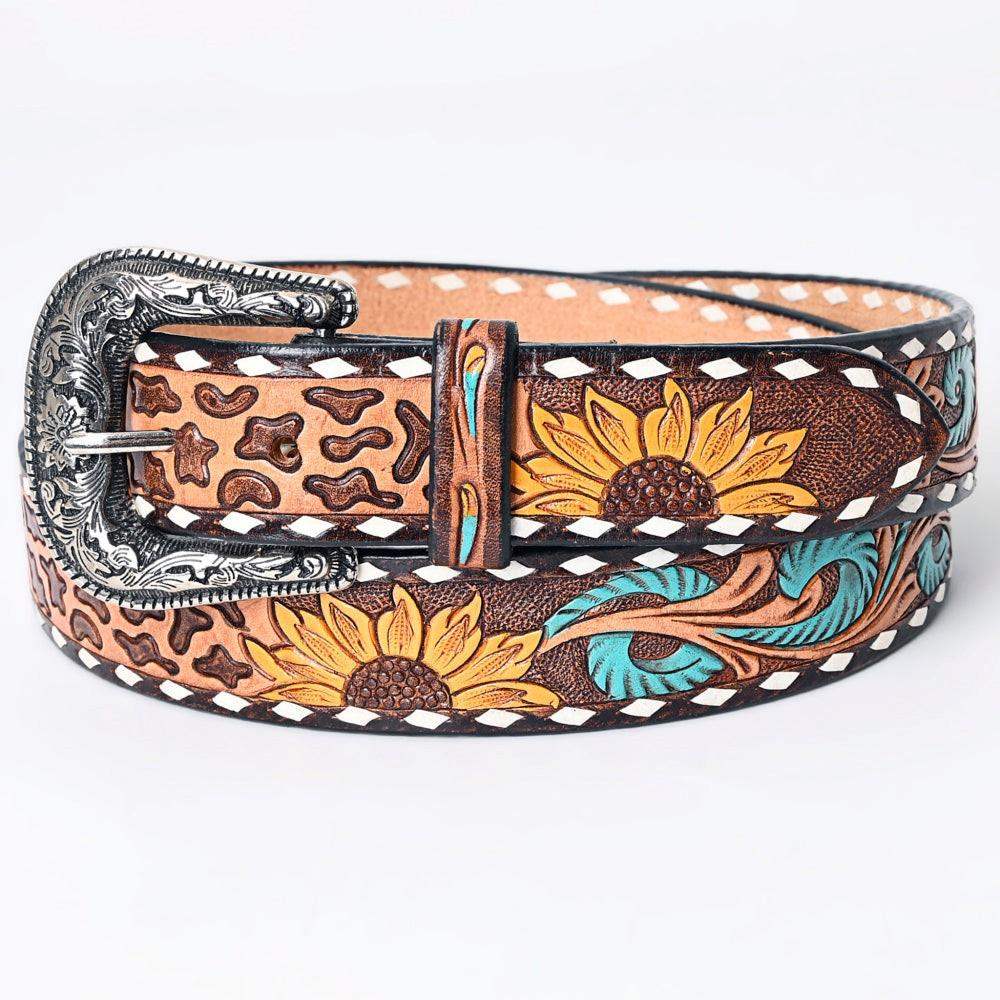 American Darling Sunflower Painted Tooled Belt