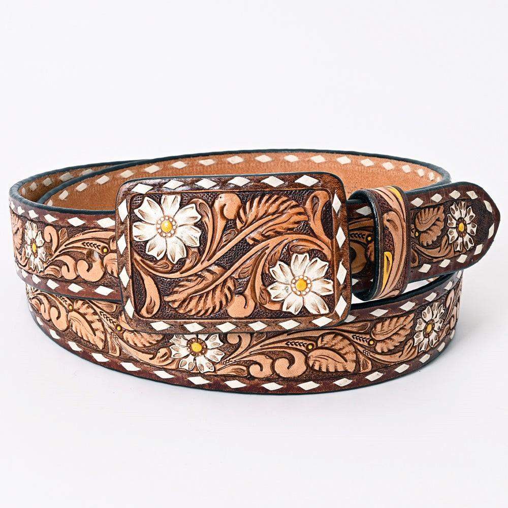 American Darling Floral Tooled Painted Belt