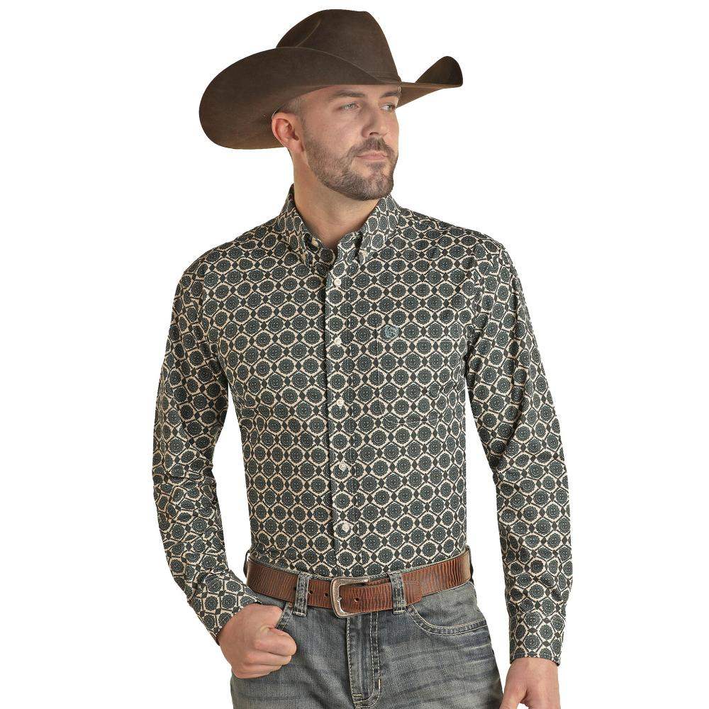 Panhandle Men's Medallion Print Button Down Shirt