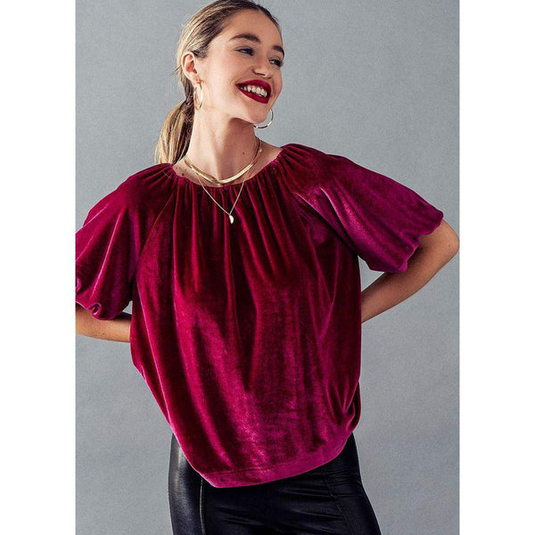 Trend:Notes Women's Emma Puff Sleeve Velvet Top