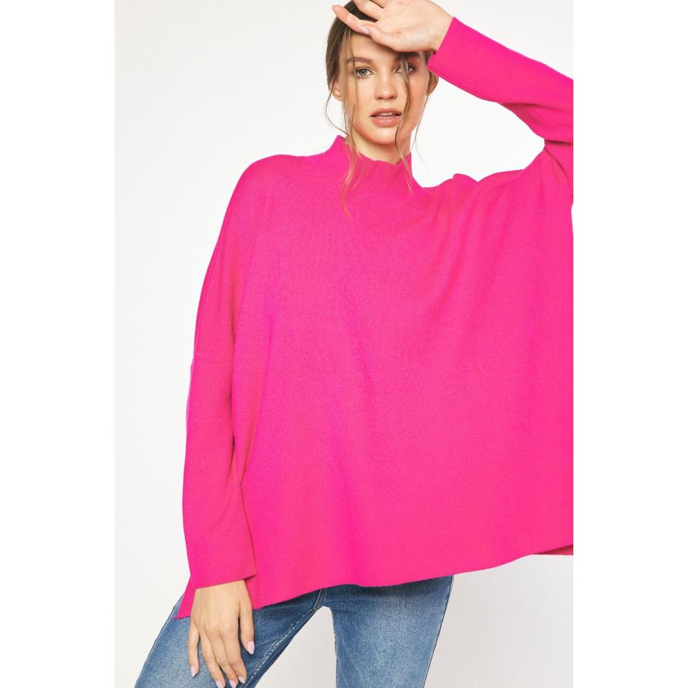 Entro Women Long Sleeve Hot Pink Split Side Top — NRS