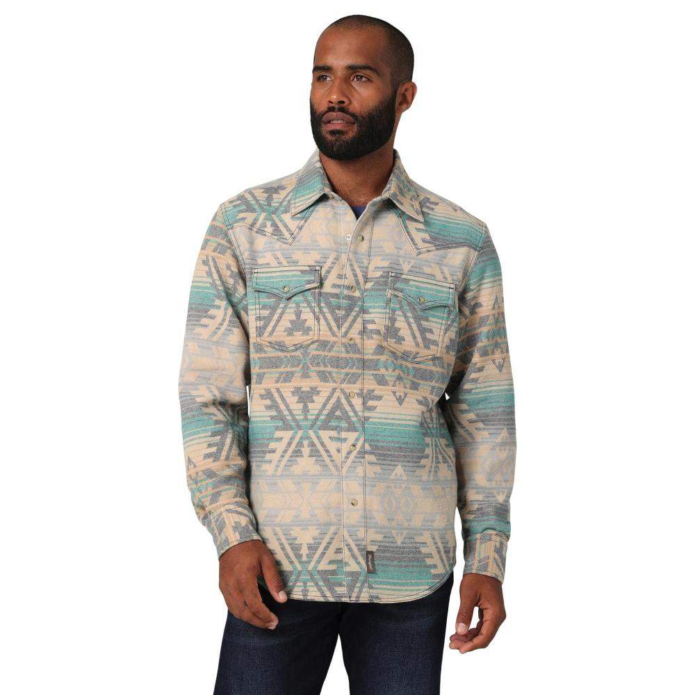 Wrangler Men's Premium Jacquard Snap Shirt