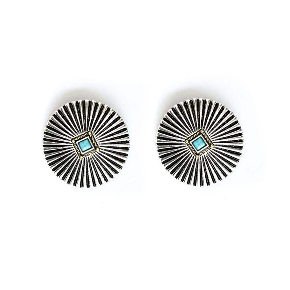 West And Company Silver Burst Burst with Turq Accent Earring