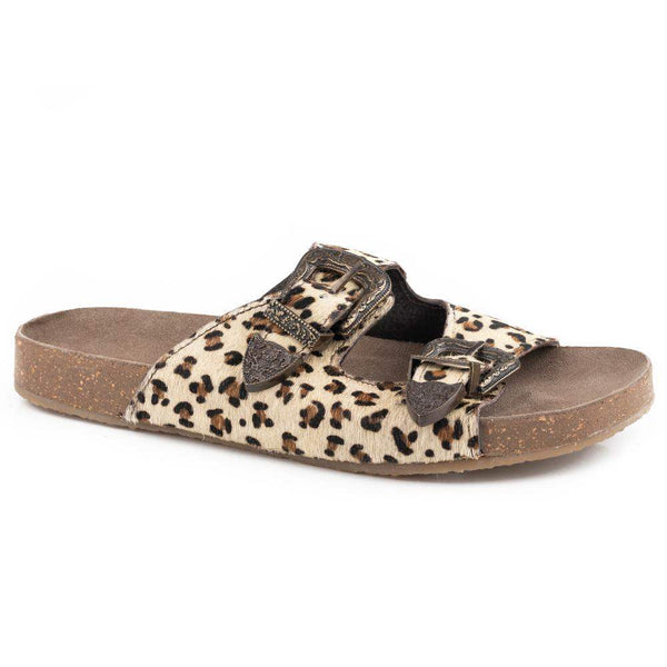 Roper Footwear Women's Desiree Leopard Hair on Hide Sandal