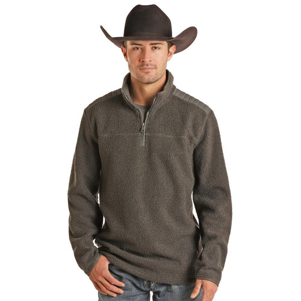 Panhandle Mens Charcoal Teddy Berber Pullover