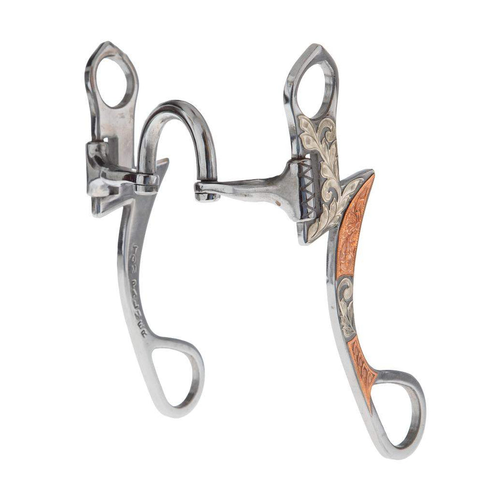 Palmer Bits Spurs Ported Silver and Copper Engraved 7 Shank Bit