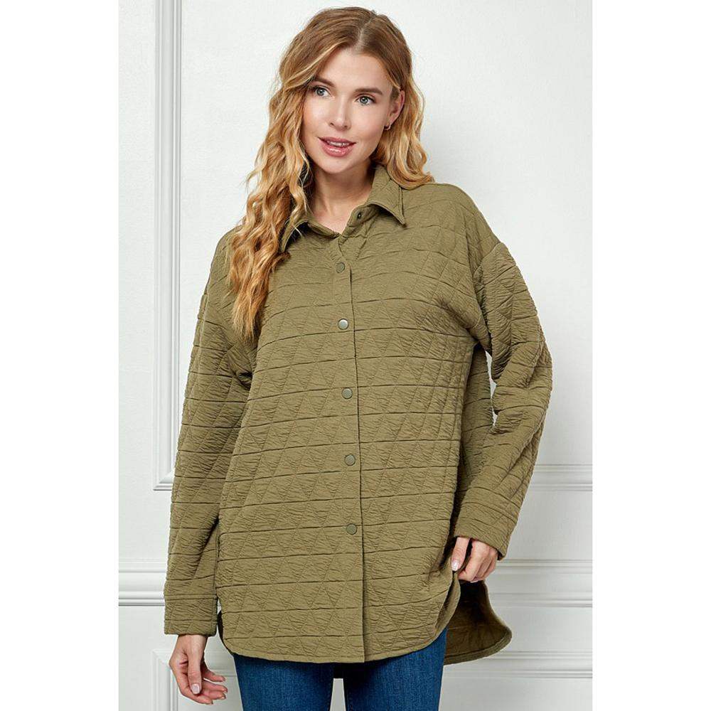 See And Be Seen n Olive Quilted Shacket