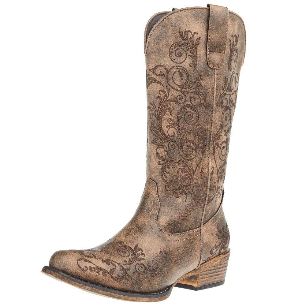 Roper Footwear Women`s Brown Faux Leather Laser Brown Boot