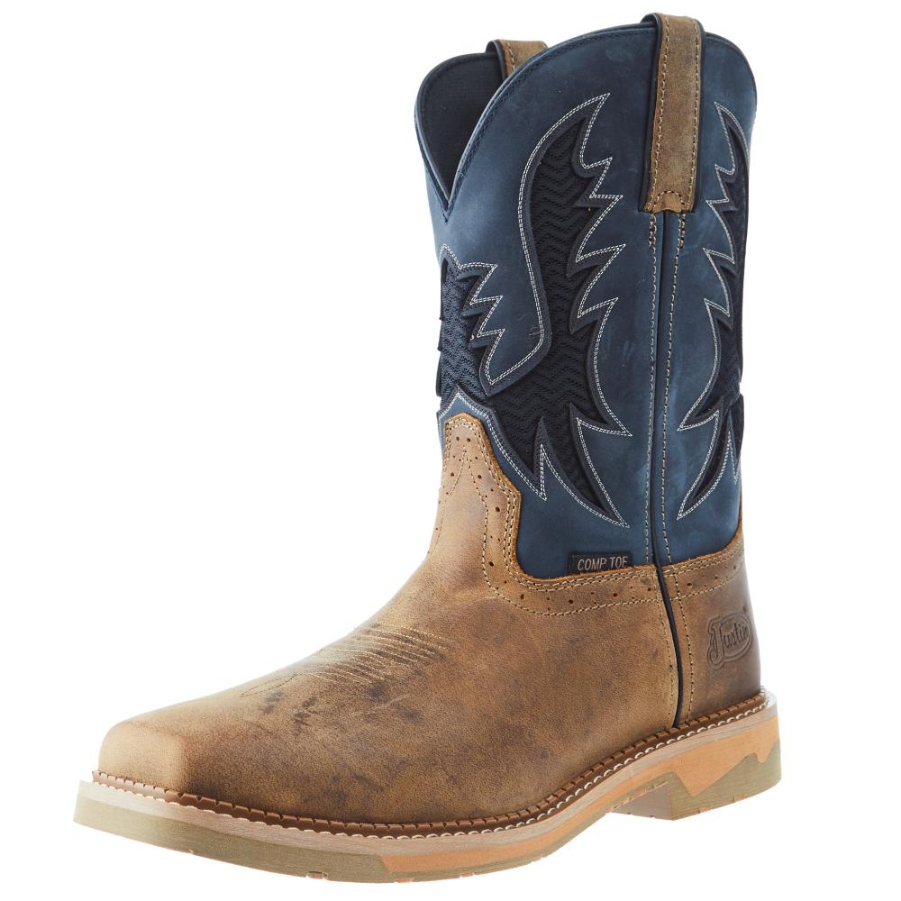 Justin Boot Company Mens Stampede Bolt Peanut Tan 11 In Top Nano Comp