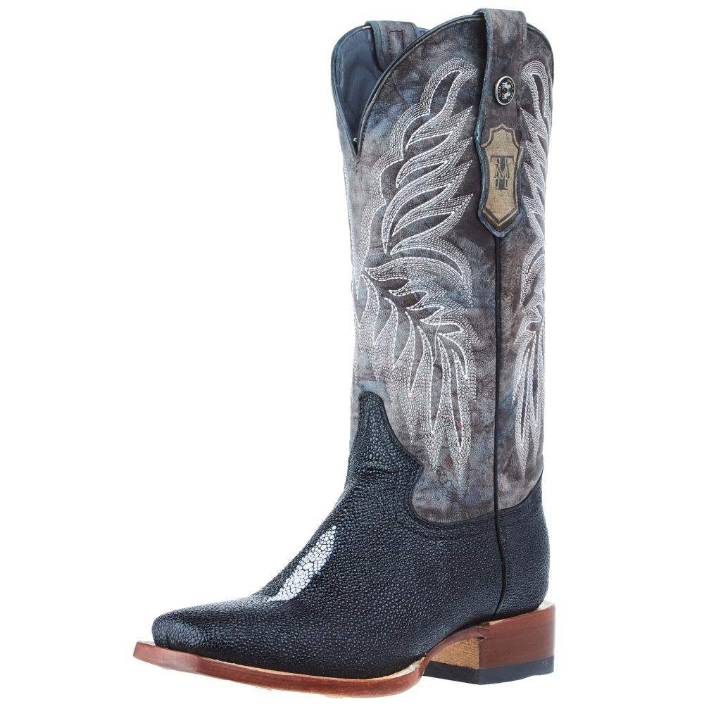 Tanner Mark Boots Women`s Black Stingray Print 13 In Toscana Blue Top