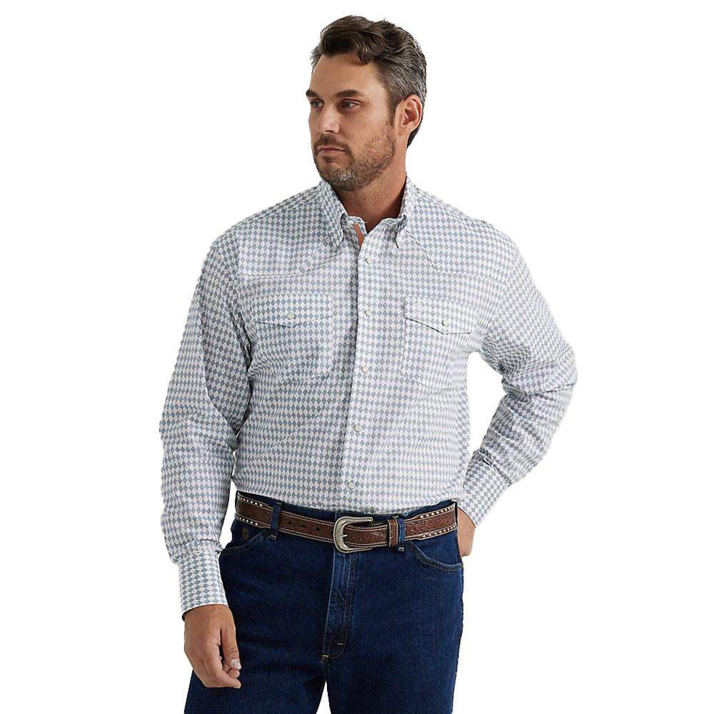 Wrangler Men's Printed Troubadour Diamond Print Snap Shirt