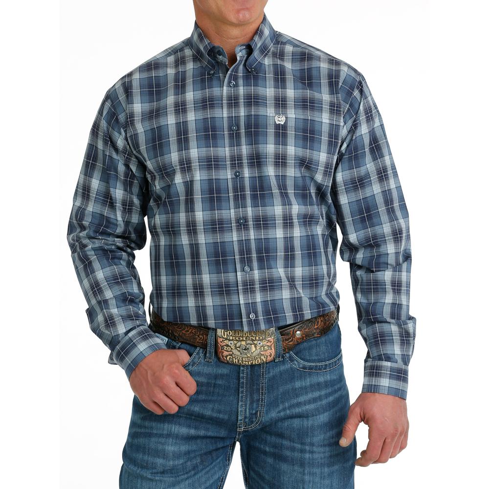 Cinch Men's Blue Plaid Button Down Shirt
