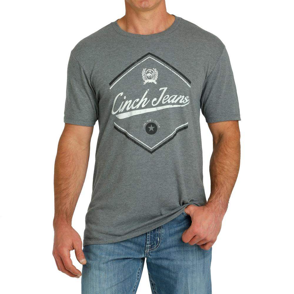 Cinch Men's Grey ase Logo T-Shirt