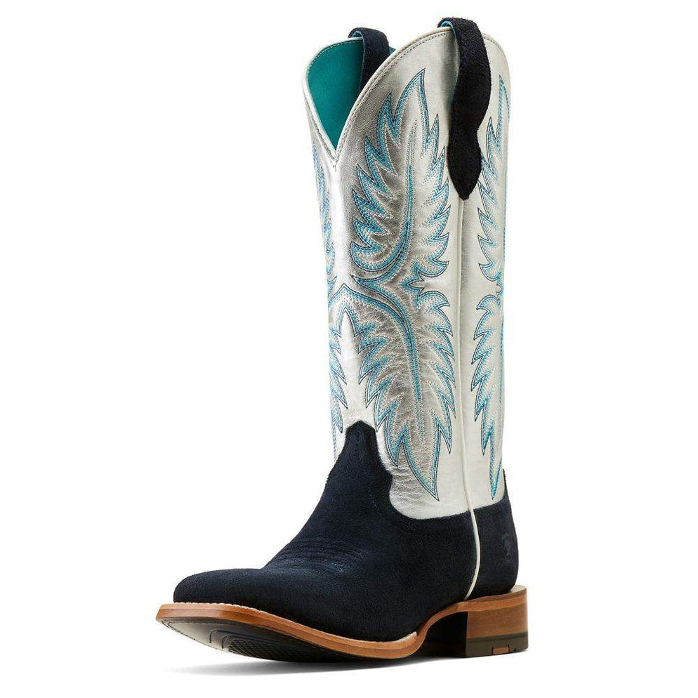 Ariat Womens Frontier Calamity Jane Polo Blue Roughout 13 In Top Cowgi