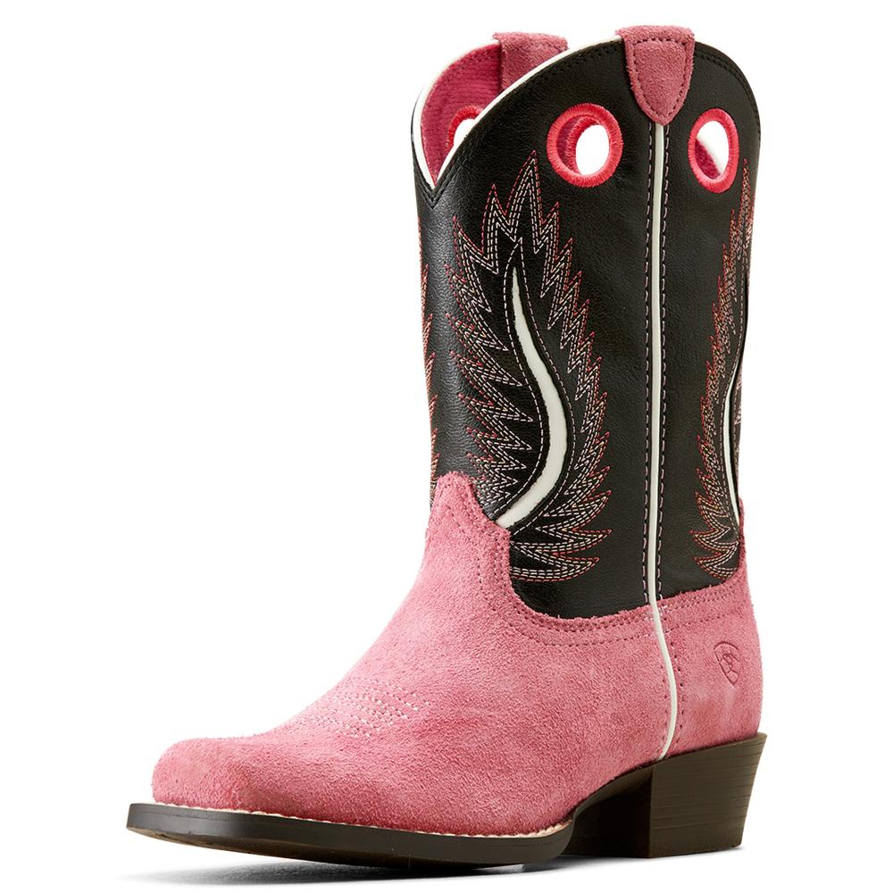 Ariat Kids Futurity Ft. Worth Haute Pink Suede Western Boot