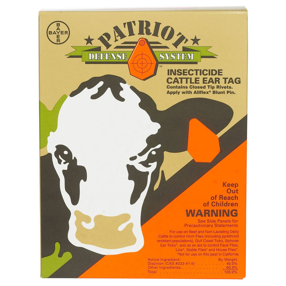 Bayer Patriot Defense System Insecticide Cattle Ear Tags