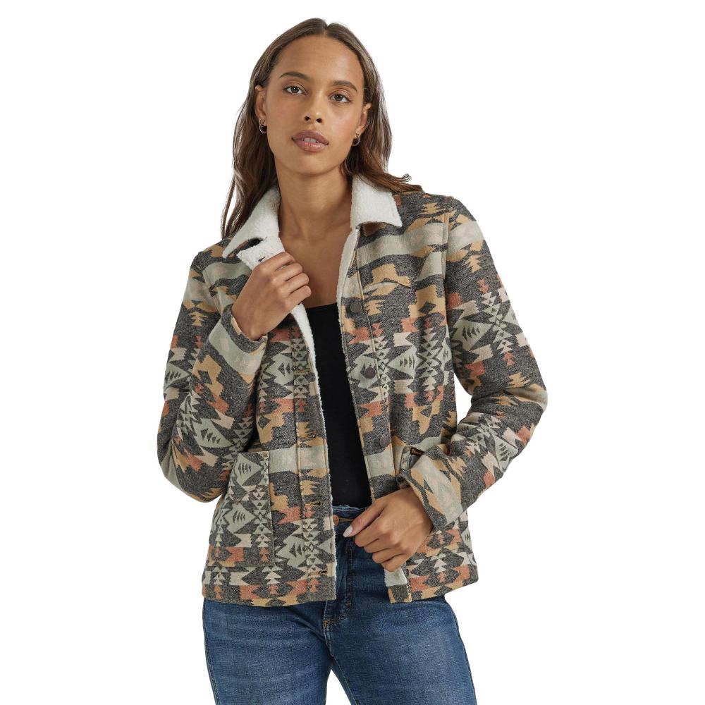 Wrangler Women's Black Aztec Fitted Coat