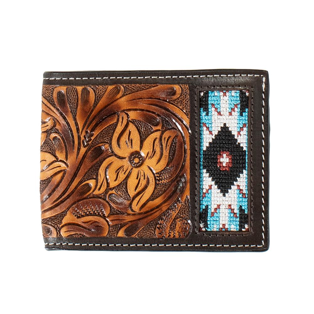 M & F Western Floral Tooled Bifold Wallet