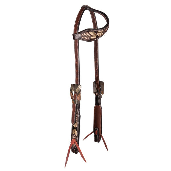 Professionals Choice Chocolate Rawhide Arrowhead Single Ear Headstall