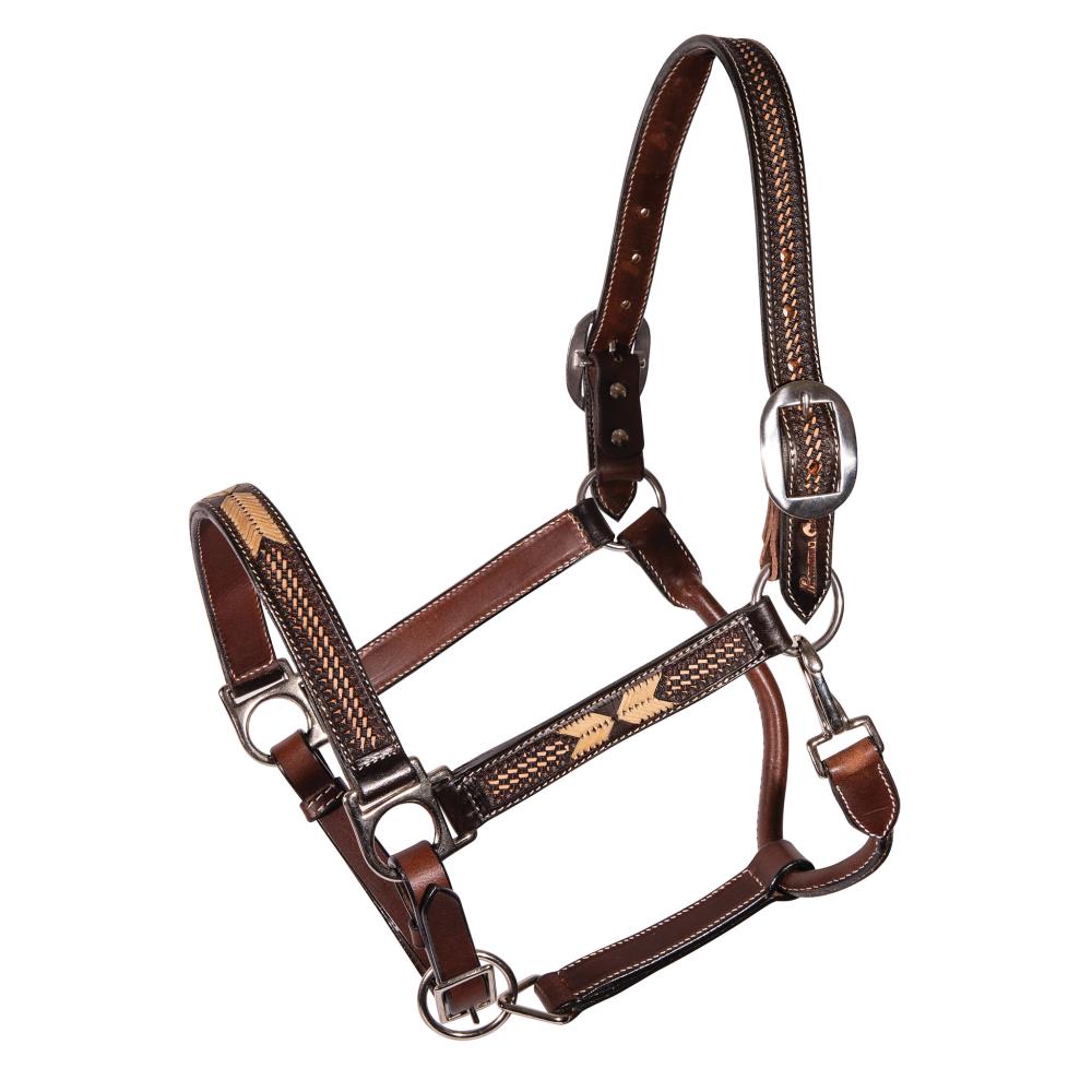 Professionals Choice Chocolate Rawhide Arrowhead Leather Horse Halter