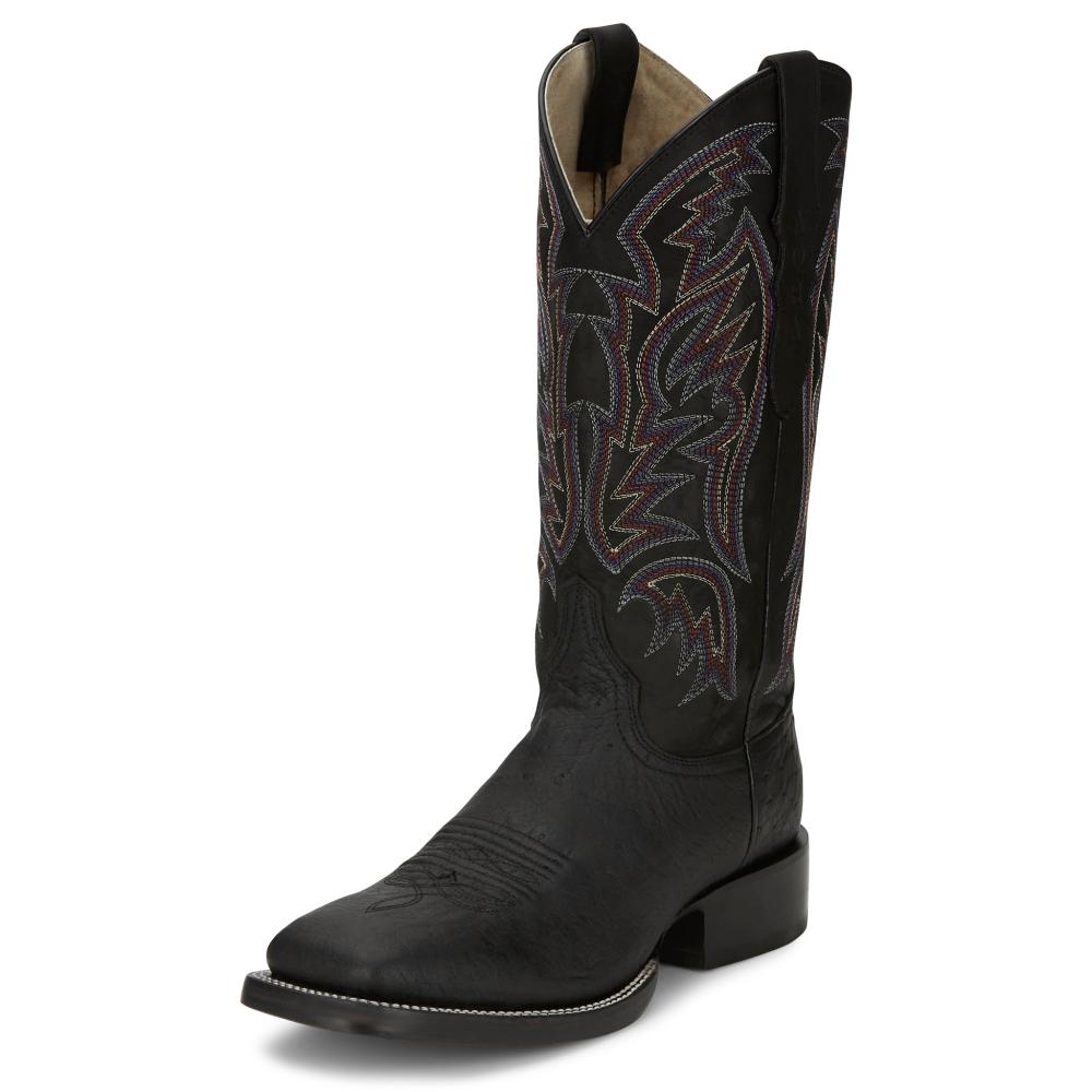 Justin Boot Company Men`s AQHA Three Bars Black 13in Black Cowhide Top