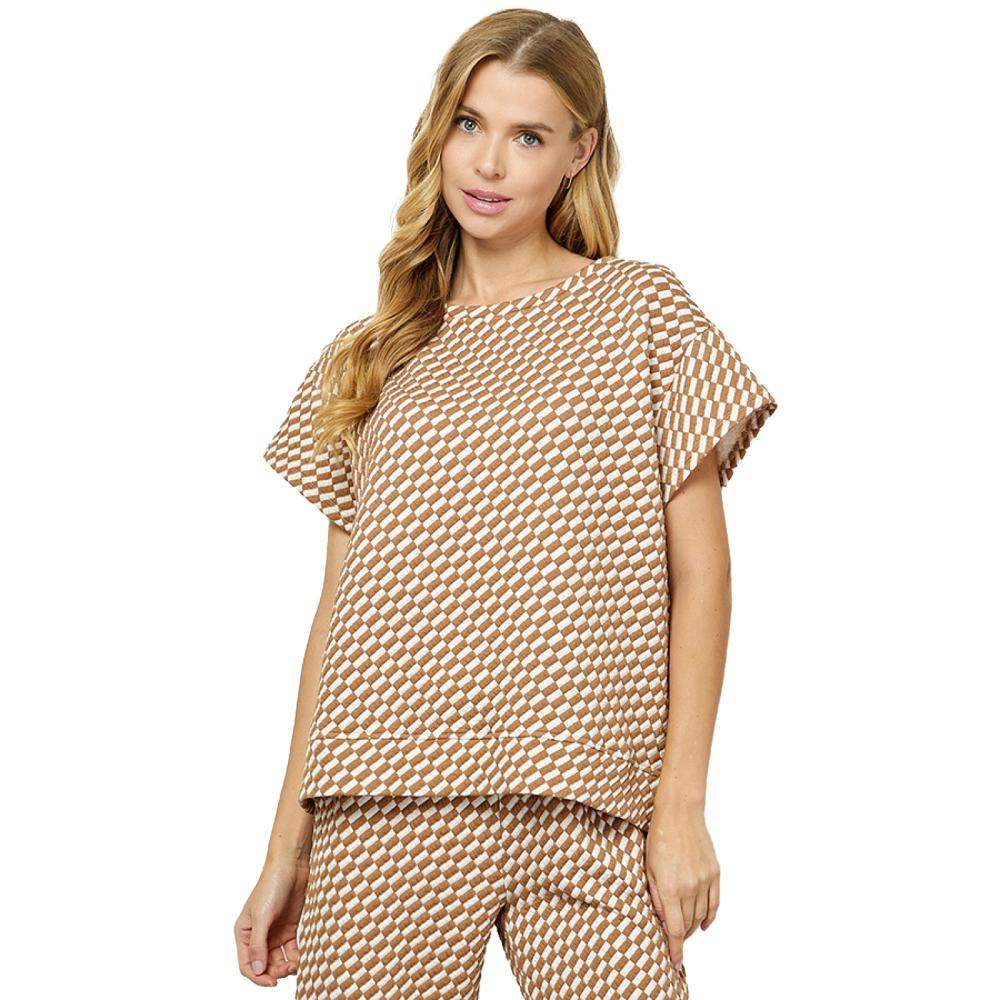 See And Be Seen Women's Tan Textured Lounge Top