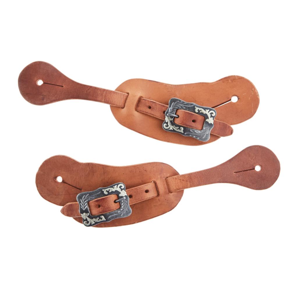NRS Men`s Natural Oil Cowboy Spur Straps with Scroll Cart Buckle