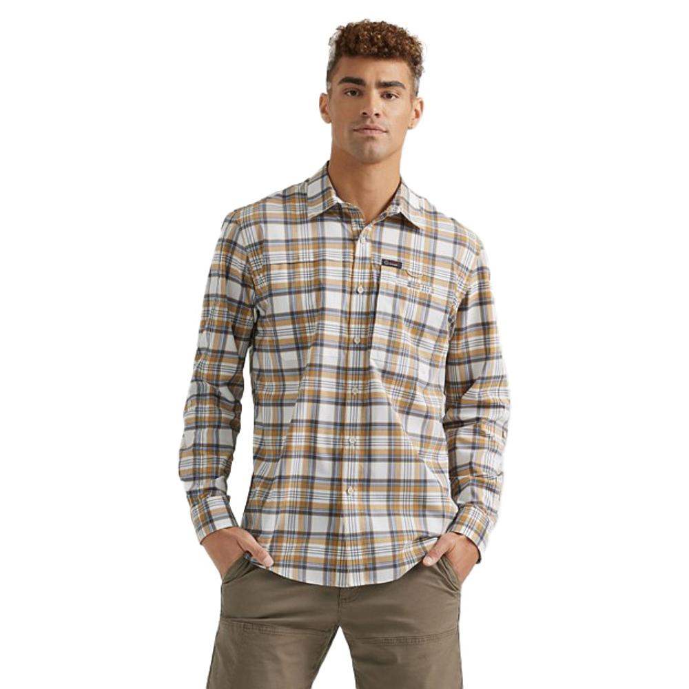 Wrangler Men's ATG Hike to Fish Plaid Button Down Shirt