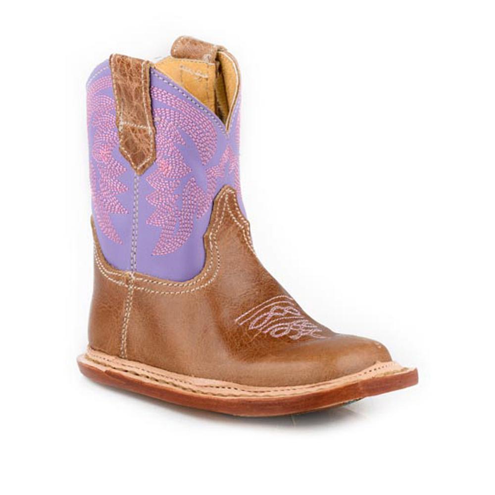 Roper Footwear Infant Bonnie Tan Leather Vamp and Purple Shaft Boot
