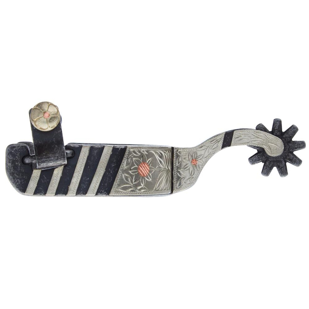 NRS Aged Steel Silver Floral Bars Ladies Western Spurs