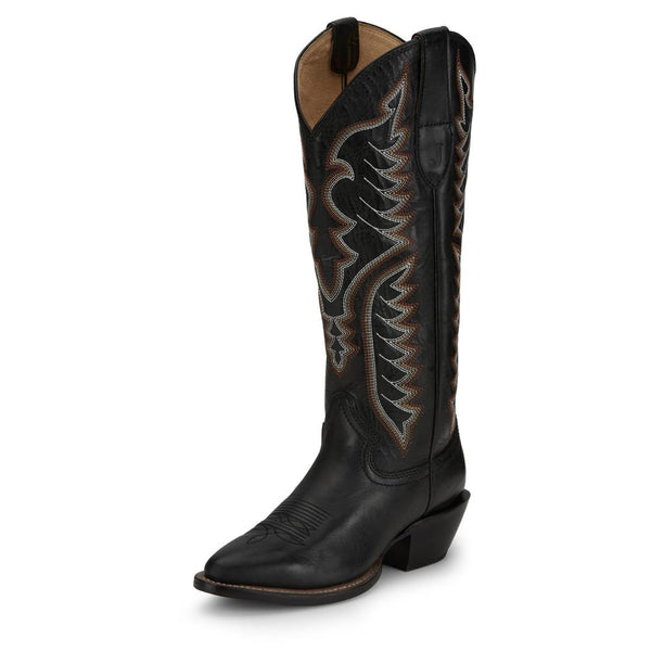 Justin Boot Company Women`s Evelyn Coal Black 15In Top Cowgirl Boot
