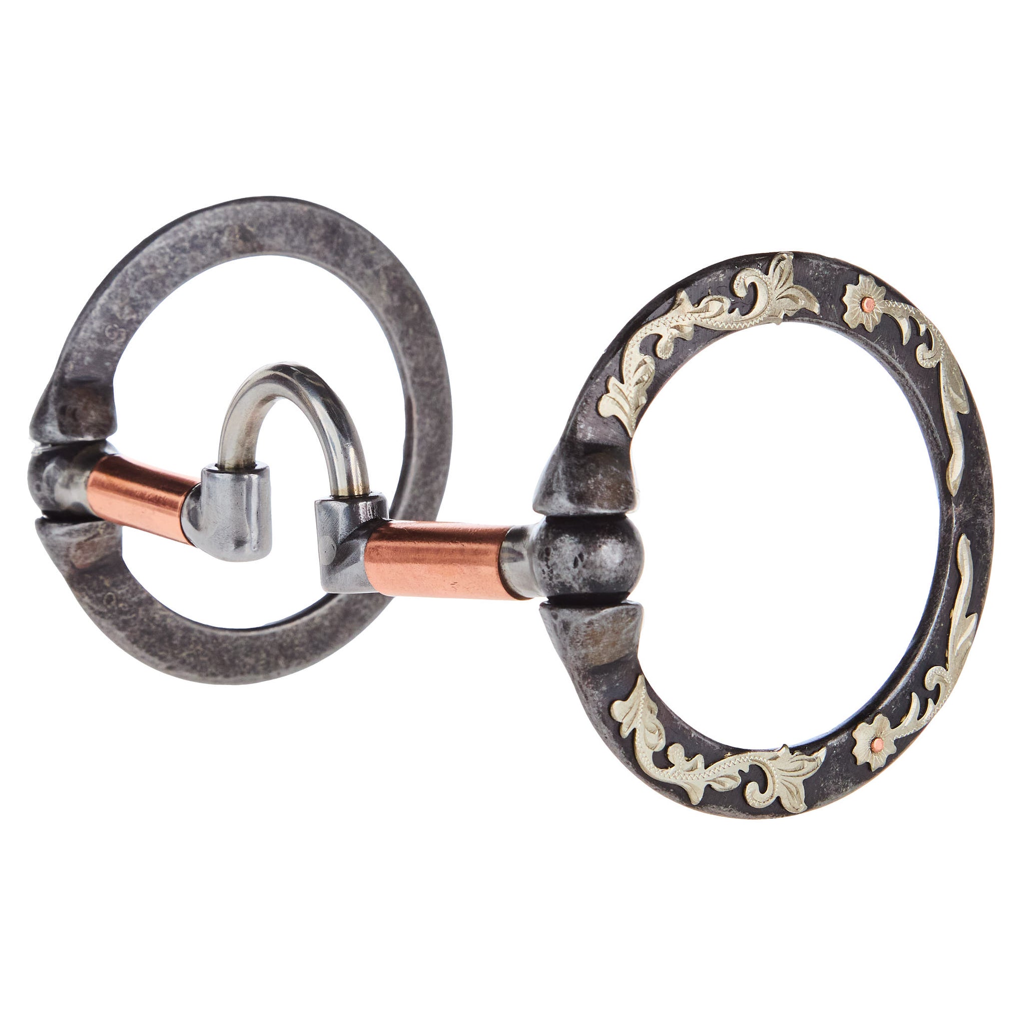 NRS Silver Floral Engraved Correctional Port Snaffle Bit