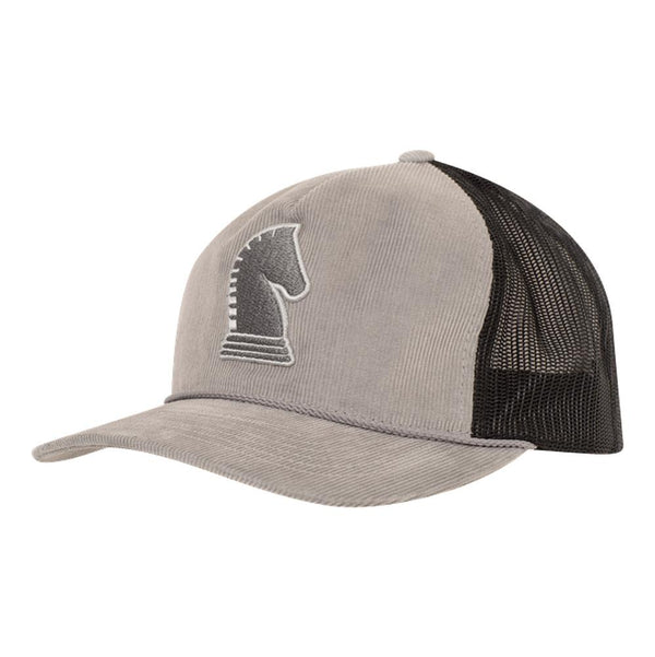 Classic Light Grey and Black Embroidered Logo Puff Cap