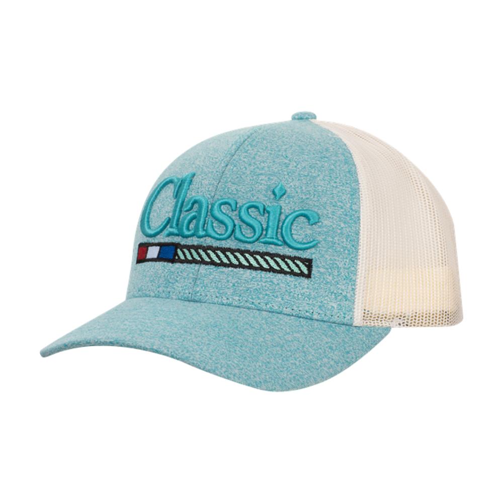Classic Teal Heather Embroidered Logo Puff Cap