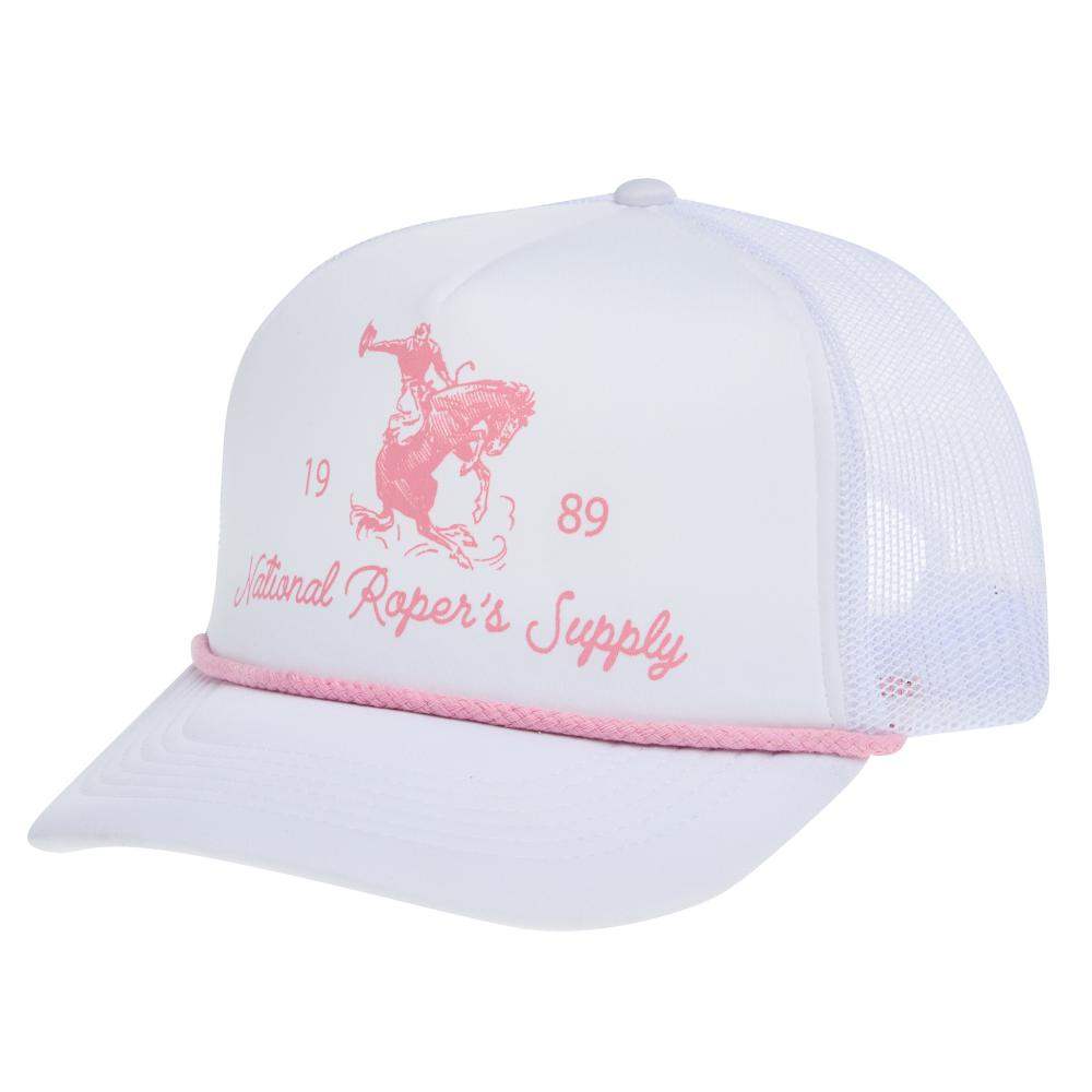 NRS National Ropers Supply White and Pink Foam Cap