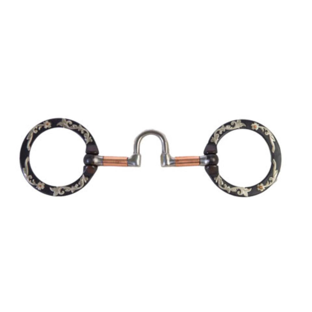 NRS Silver Floral Engraved Correctional Port Snaffle Bit