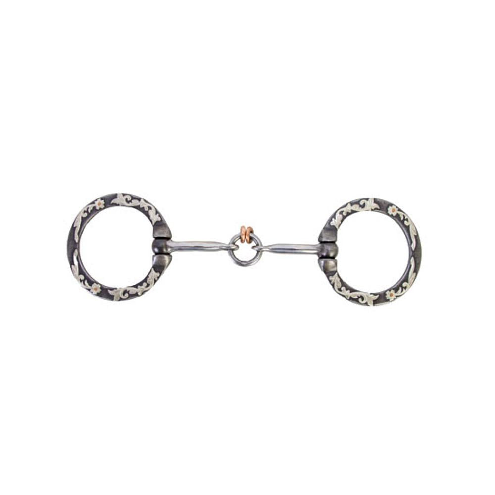 NRS Silver Floral Engraved Copper Lifesaver Snaffle Bit