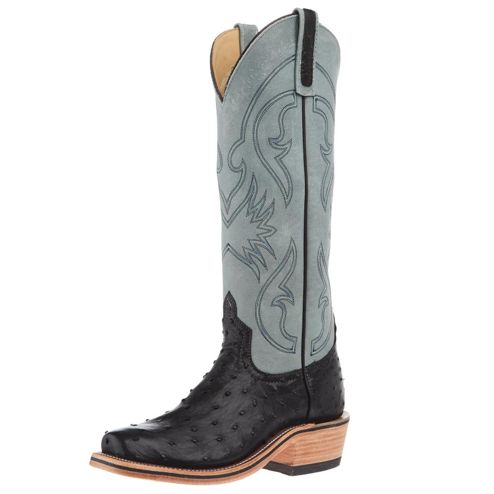 Anderson Bean Women`s AB Ride Ready Black FQ Ostrich Vamp 15In Castle