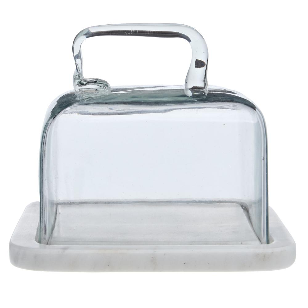 Creative Co-Op Glass Cloche with Marble Base