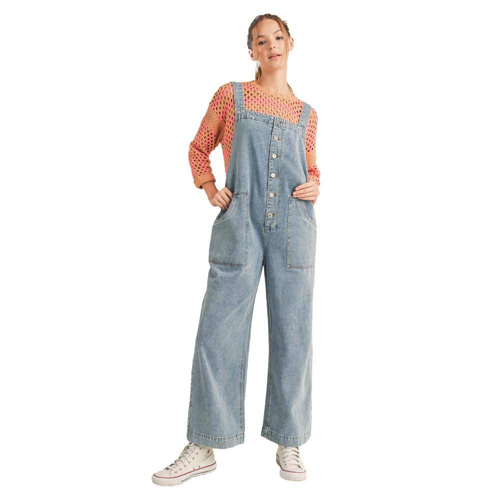 Wishlist Women's Denim Open Back Overalls