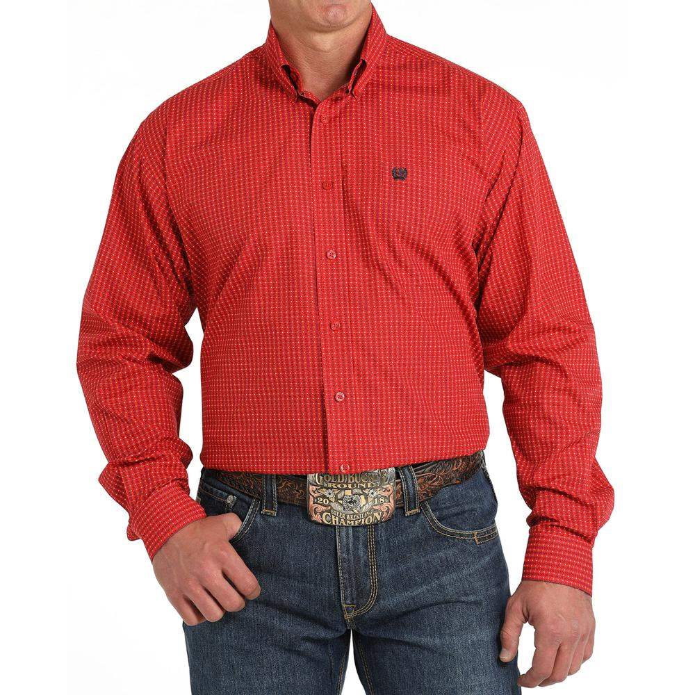 Cinch Men's Red Dollar Sign Print Button Down Shirt