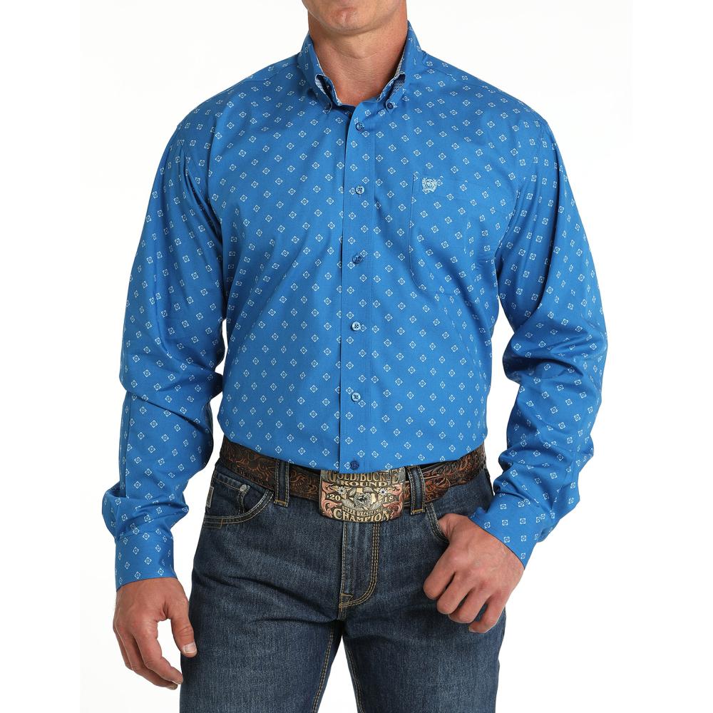 Cinch Men's Blue Print Button Down Shirt