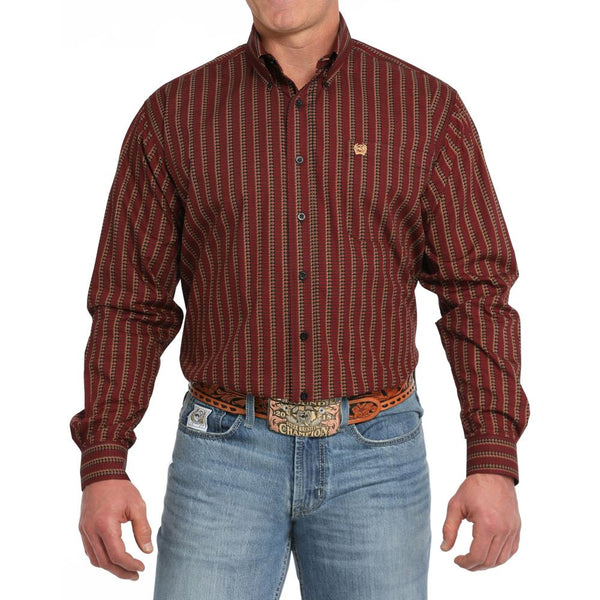 Cinch Men's Red Print Button Down Shirt