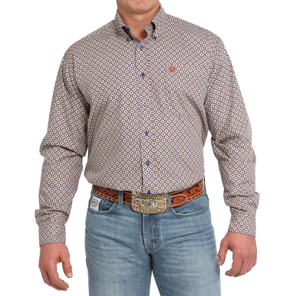 Cinch Men's Purple Print Button Down Shirt