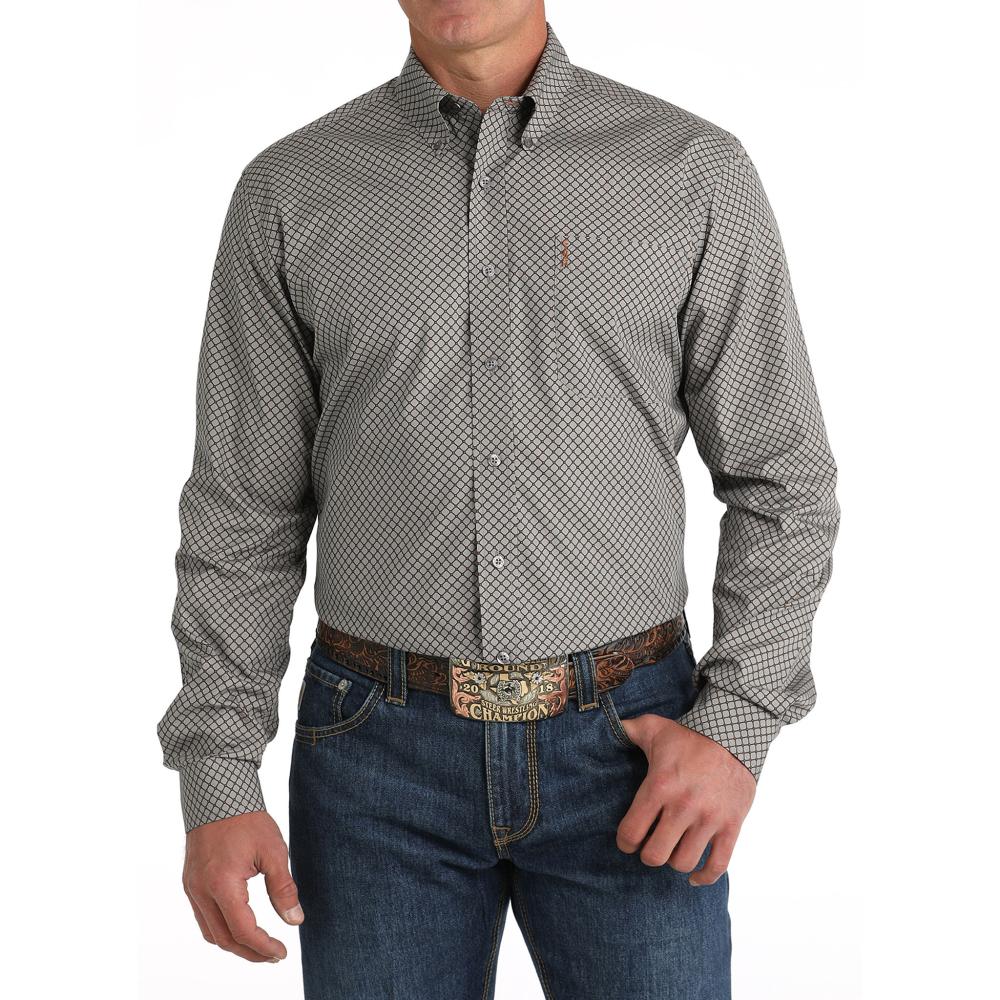 Cinch Men's Grey Modern Fit Button Down Shirt