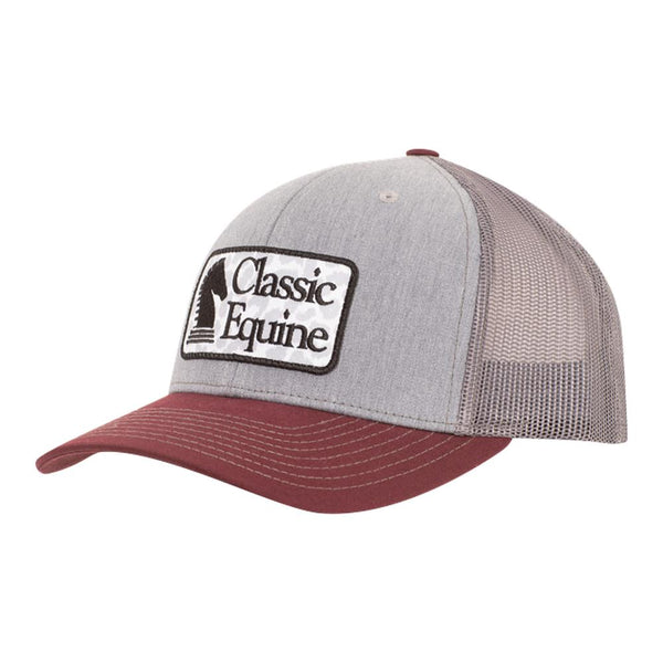 Classic Grey Maroon Leopard Patch Logo Mesh Back Cap